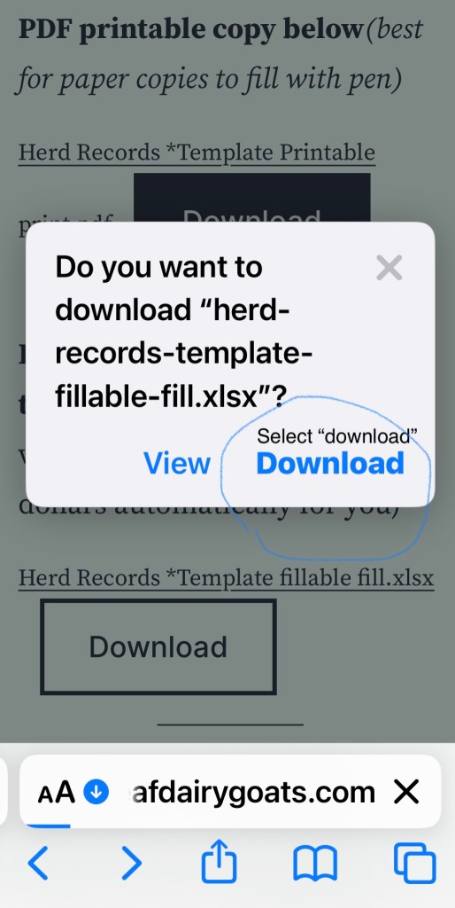 Herd Record Templates – Aspen Leaf Dairy Goats